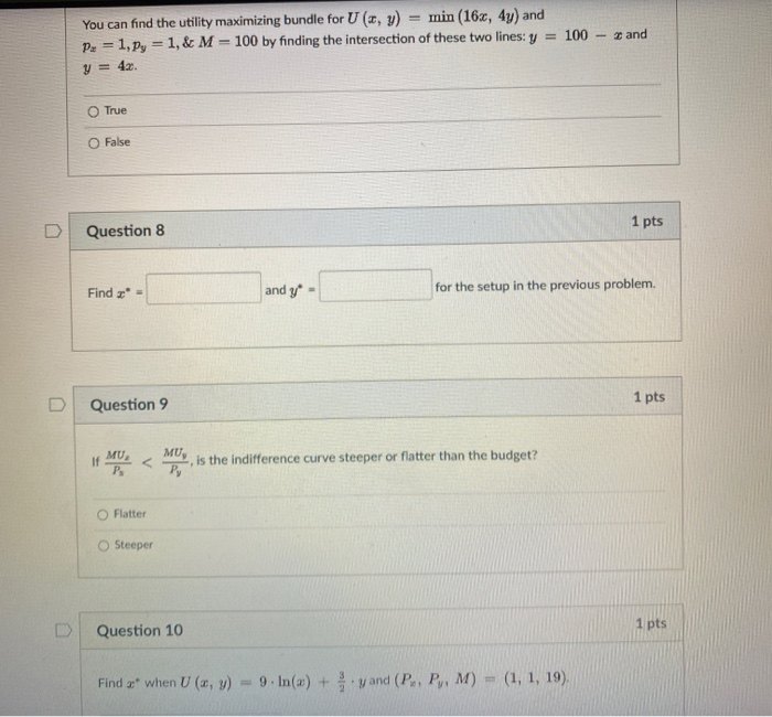 Solved You can find the utility maximizing bundle for U (1, | Chegg.com