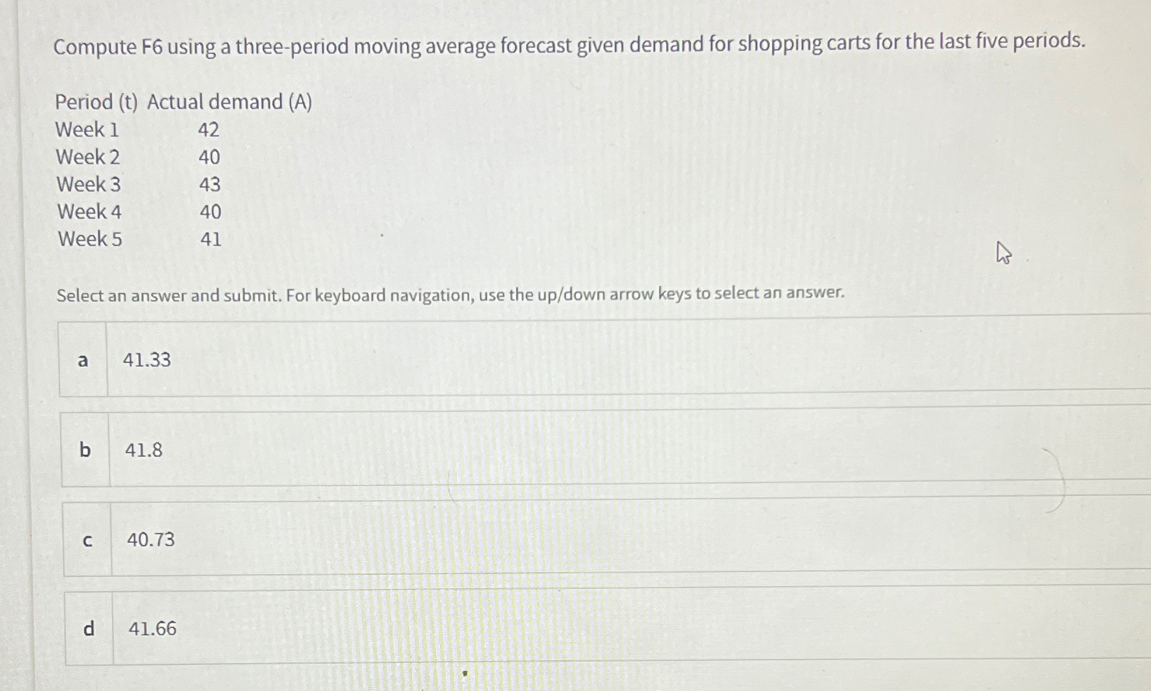 Solved Compute F6 ﻿using a three-period moving average | Chegg.com