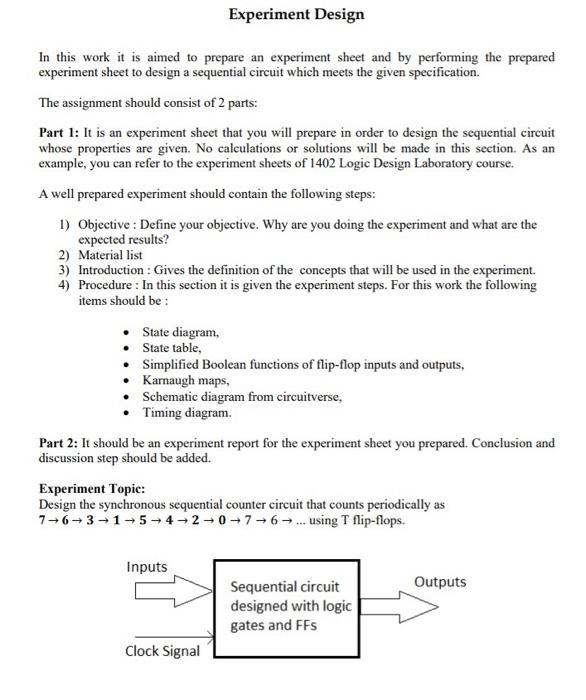 Solved Experiment Design In this work it is aimed to prepare | Chegg.com