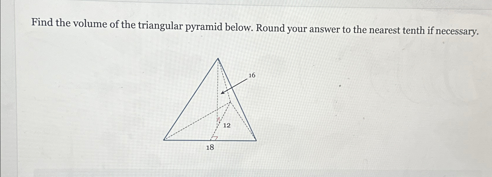 Solved Find the volume of the triangular pyramid below. | Chegg.com