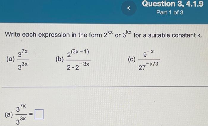 Solved Write each expression in the form 2kx or 3kx for a | Chegg.com