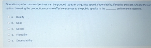 Solved Operations performance objectives can be grouped | Chegg.com