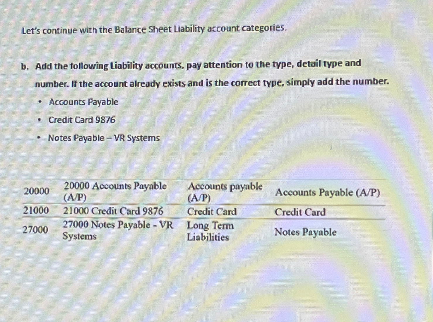 Solved Let's continue with the Balance Sheet Liability | Chegg.com