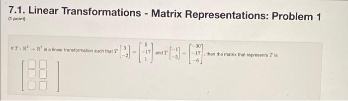 Solved 7 1 Linear Transformations Matrix Representations