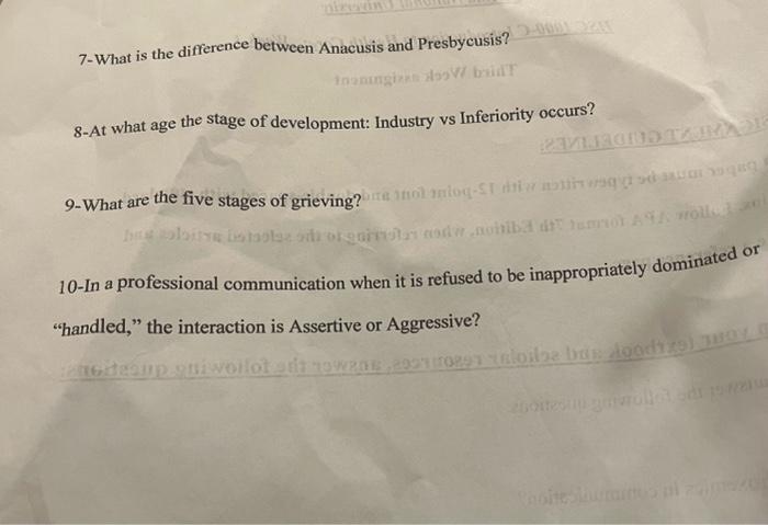 Solved 7-What is the difference between Anacusis and | Chegg.com