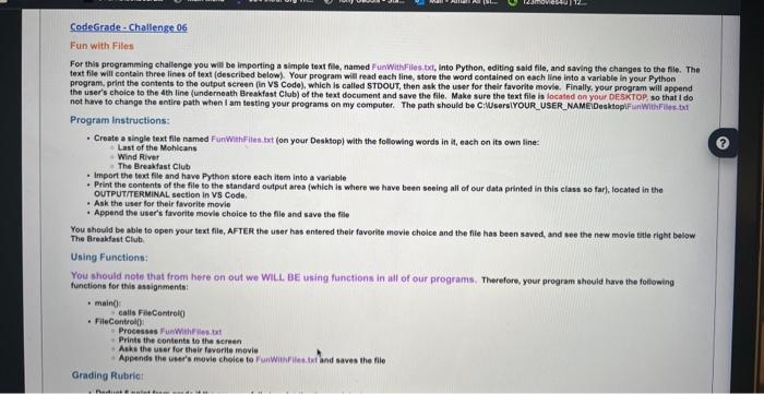 Solved programming language is pyton. make sure to read the | Chegg.com