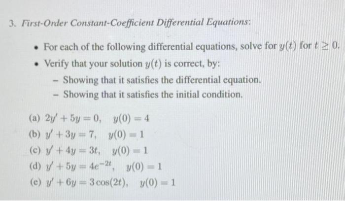 Solved First-Order Constant-Coefficient Differential | Chegg.com
