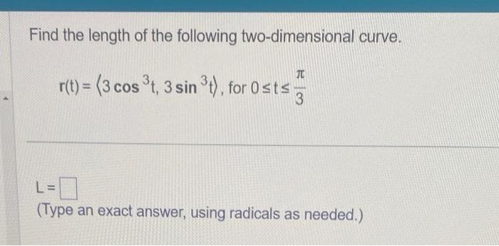 Solved Find the length of the following two-dimensional | Chegg.com