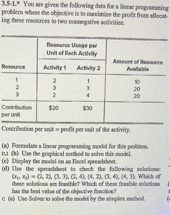 Solved 3.5-1.* You are given the following data for a linear | Chegg.com