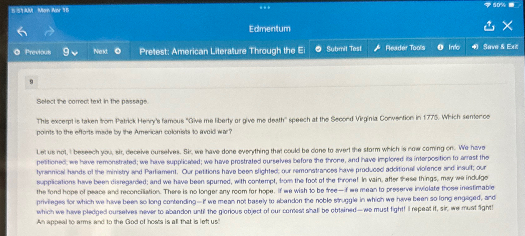 Solved PreviousNextPretest: AmericanLiterature Through | Chegg.com