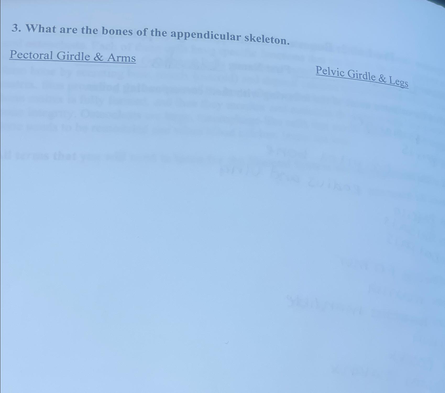 Solved What are the bones of the appendicular | Chegg.com
