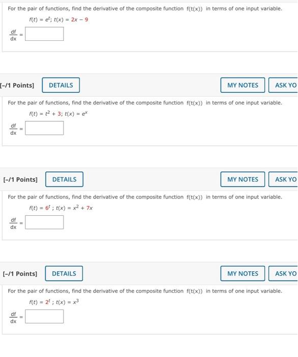 Solved For the pair of functions, find the derivative of the | Chegg.com