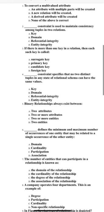 Solved 1 To convert a multivalued attribute A An attribute | Chegg.com
