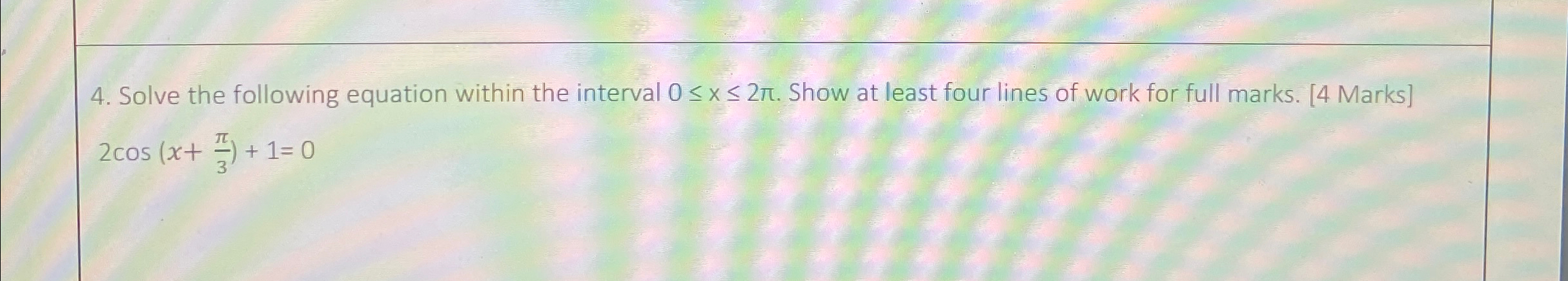 Solved Solve the following equation within the interval | Chegg.com