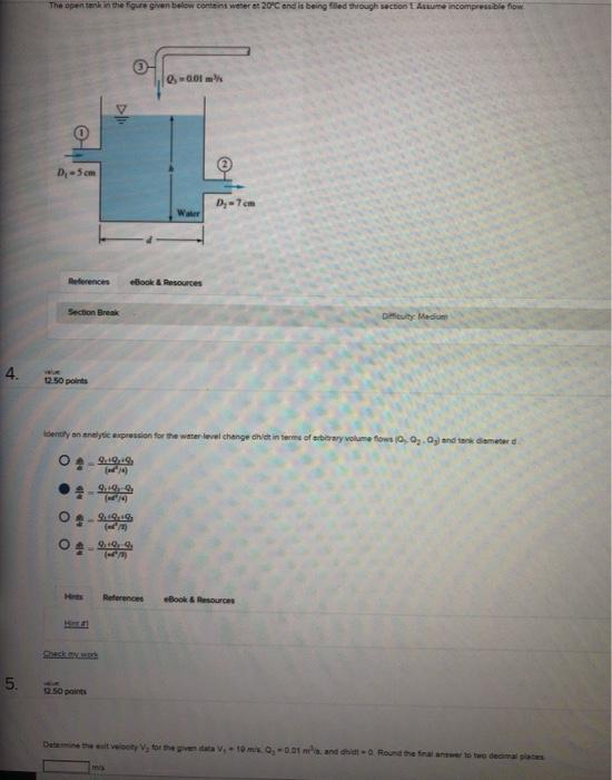Solved The opentank in the figure given below to weter 20 | Chegg.com