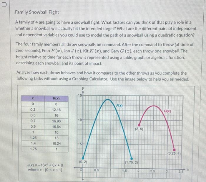 Solved Family Snowball Fight A family of 4 are going to have | Chegg.com