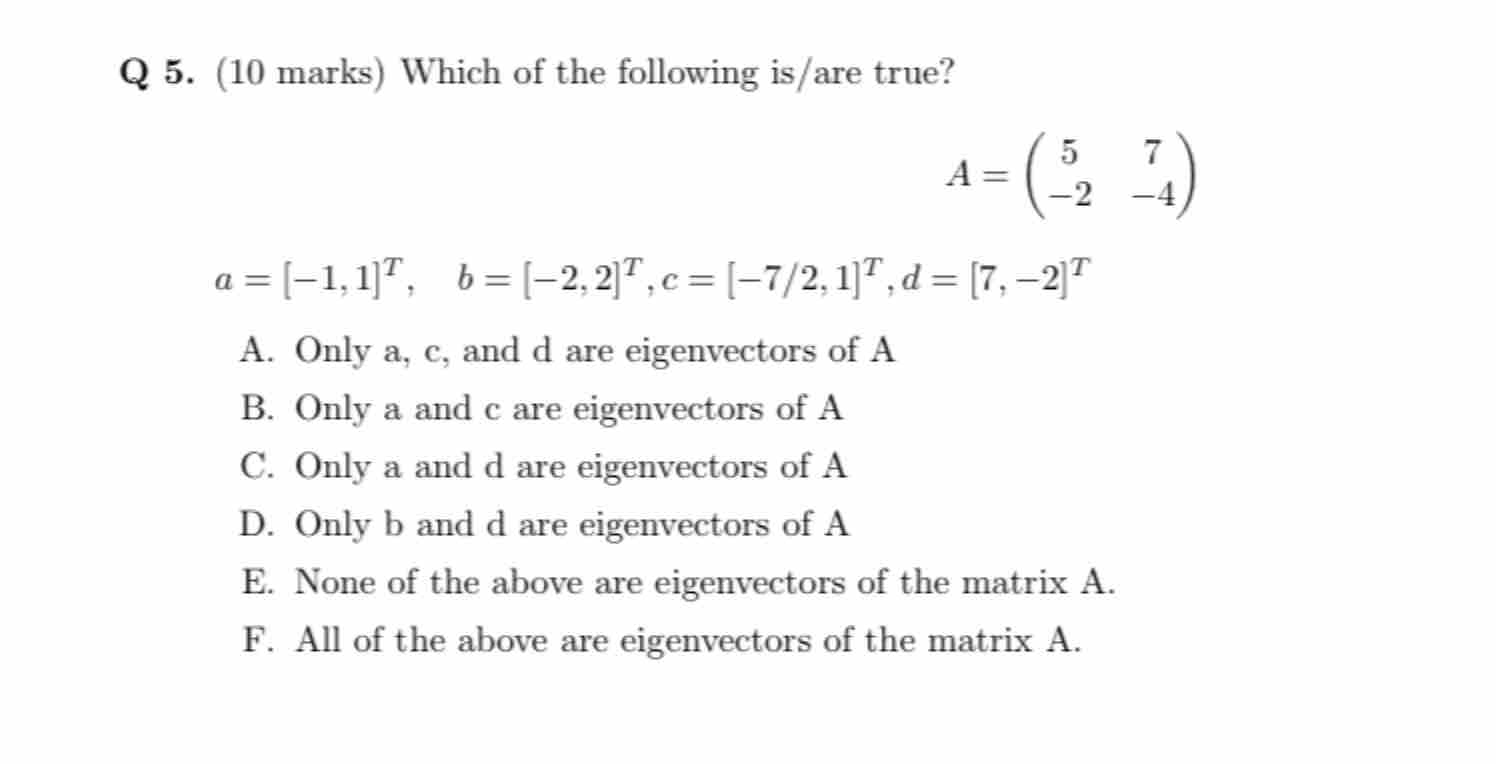 Solved Q 5. (10 ﻿marks) ﻿Which of the following is/are | Chegg.com