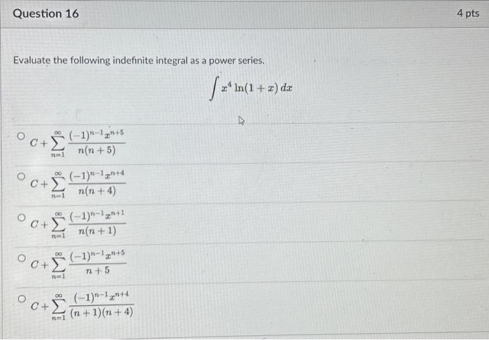 Solved Evaluate the following indefinite integral as a power | Chegg.com