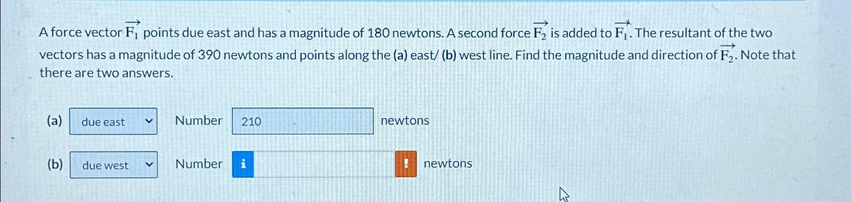 Solved A force vector vec(F1) ﻿points due east and has a | Chegg.com