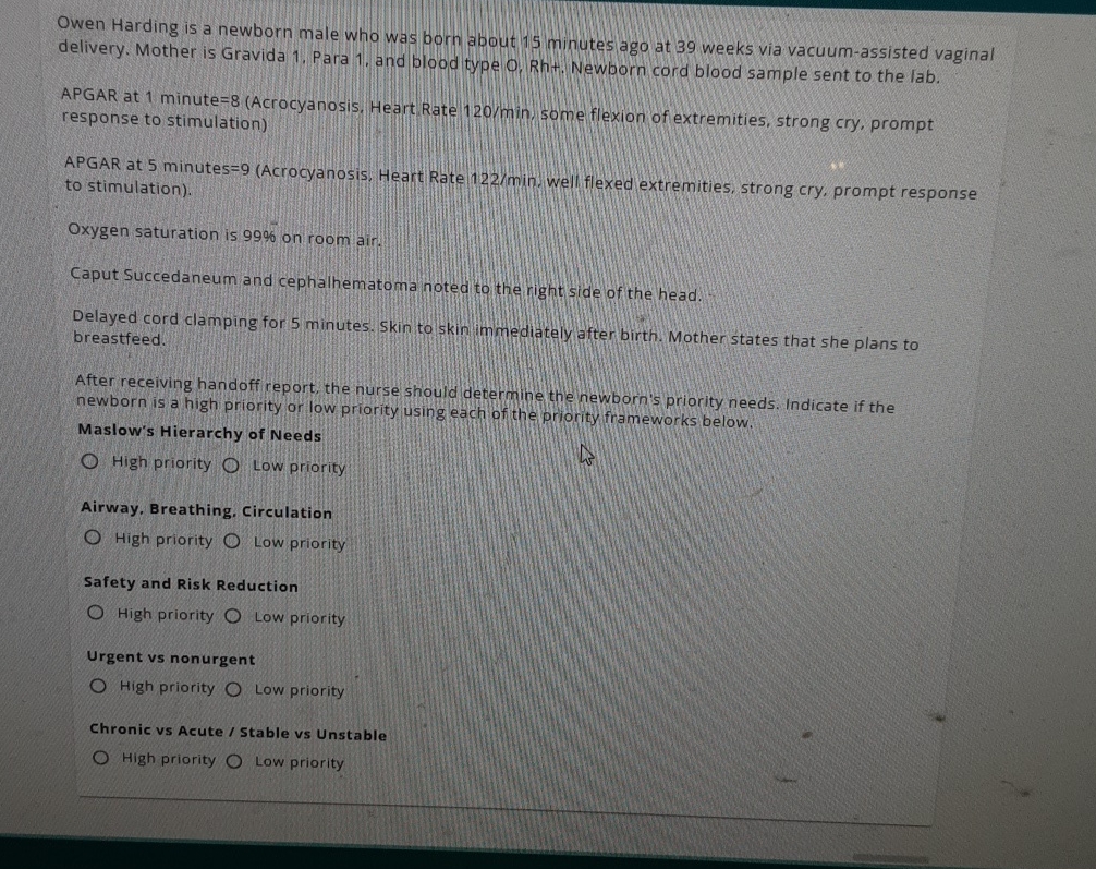 Solved Owen Harding is a newborn male who was born about 15 | Chegg.com