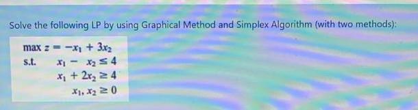Solved Solve the following LP by using Graphical Method and | Chegg.com