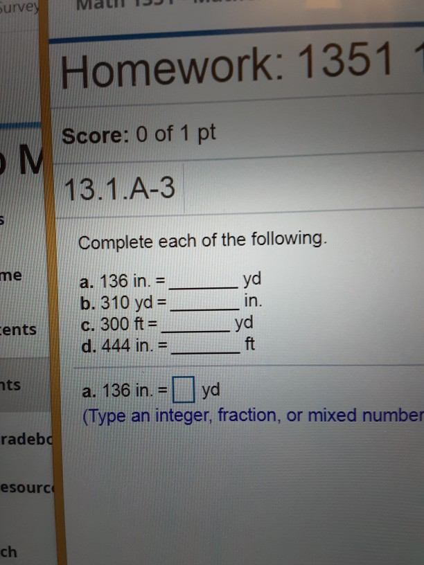 Solved survey Homework: 1351 Score: 0 of 1 pt M 13.1.A-3 5 | Chegg.com