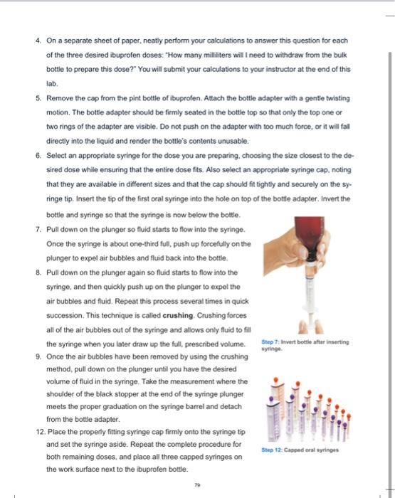 Solved EXPERIMENT 4: ORAL SYRINGES PROCEDURE In this lab, | Chegg.com