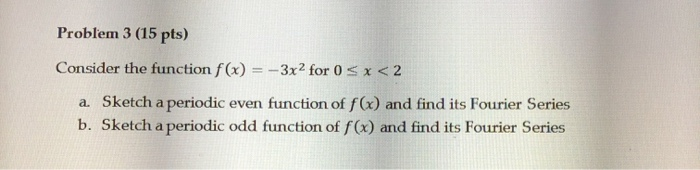 Solved Problem 3 (15 pts) Consider the function f(x) = -3x2 | Chegg.com