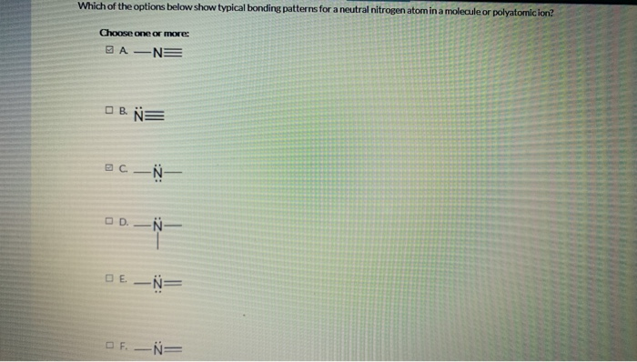 Solved Which of the options below show typical bonding | Chegg.com