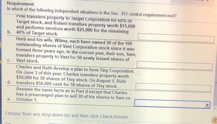 Solved Requirement In which of the following independent | Chegg.com
