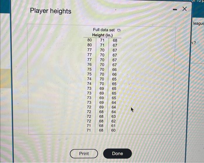 Solved Player heights | Chegg.com