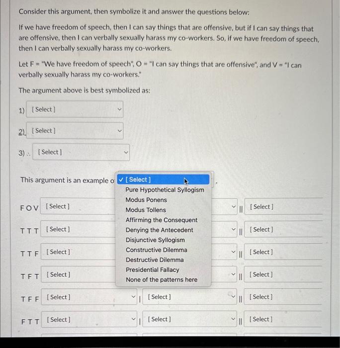 Solved Consider this argument, then symbolize it and answer | Chegg.com