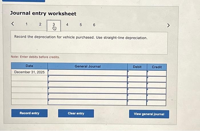Solved Journal entry worksheet 1 6 Record the depreciation | Chegg.com