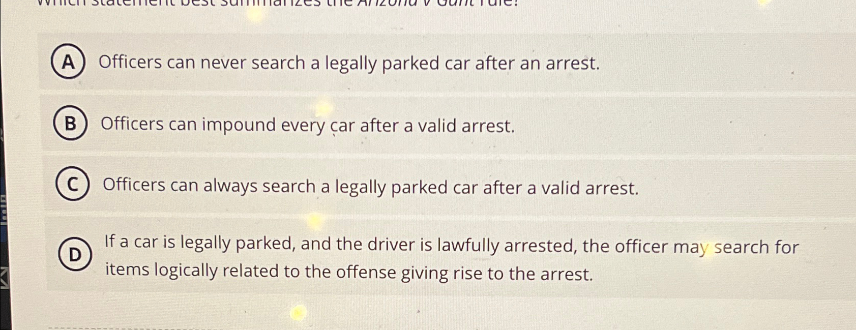 Solved Which starment best summarizes the Arizona v Grant | Chegg.com