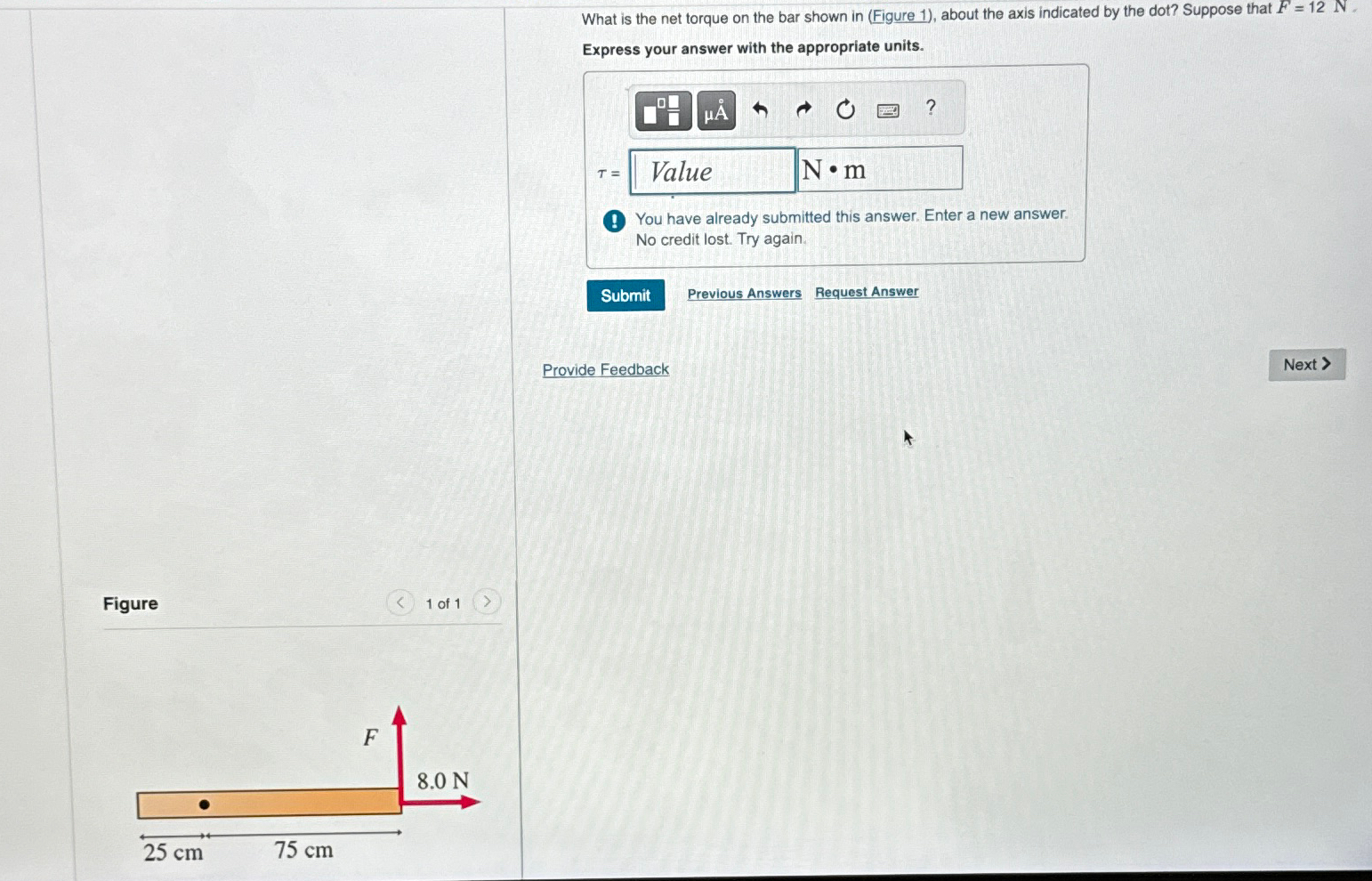 Solved What is the net torque on the bar shown in (Figure | Chegg.com