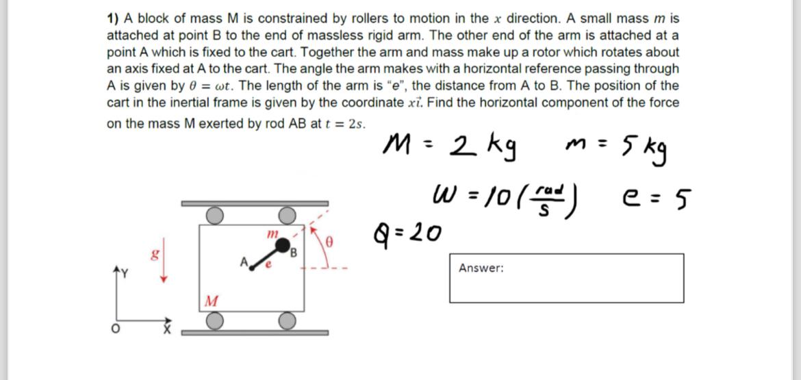 Solved A block of mass M ﻿is constrained by rollers to | Chegg.com