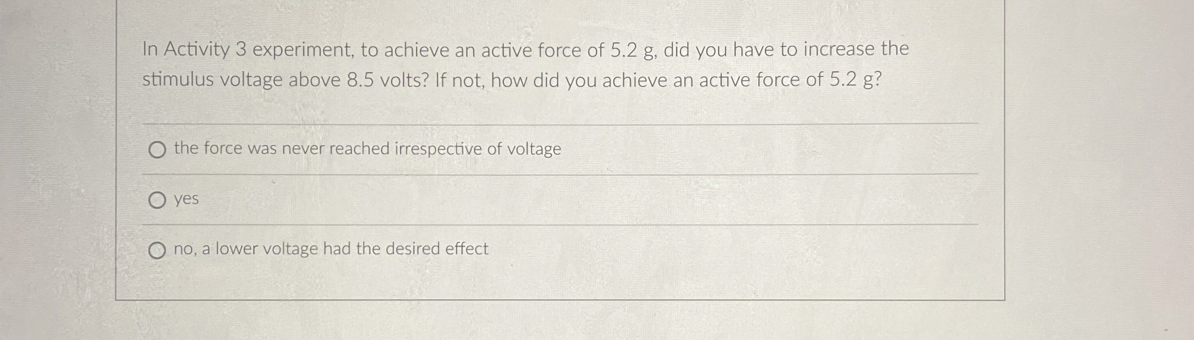 Solved In Activity 3 ﻿experiment, to achieve an active force | Chegg.com