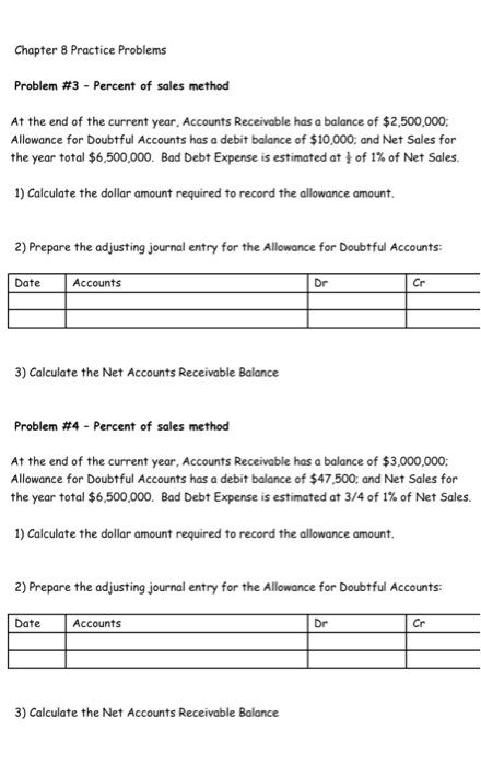 Solved Chapter 8 Practice Problems Problem \#3 - Percent of | Chegg.com