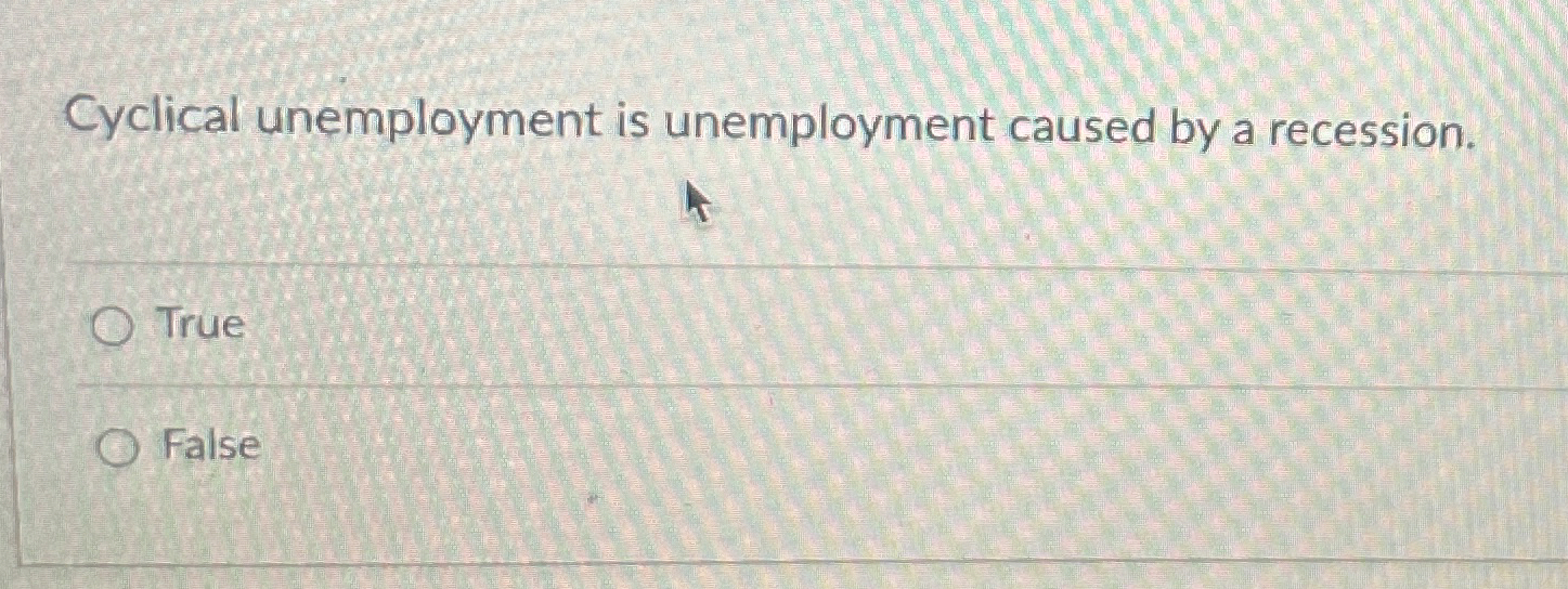 Solved Cyclical unemployment is unemployment caused by a | Chegg.com