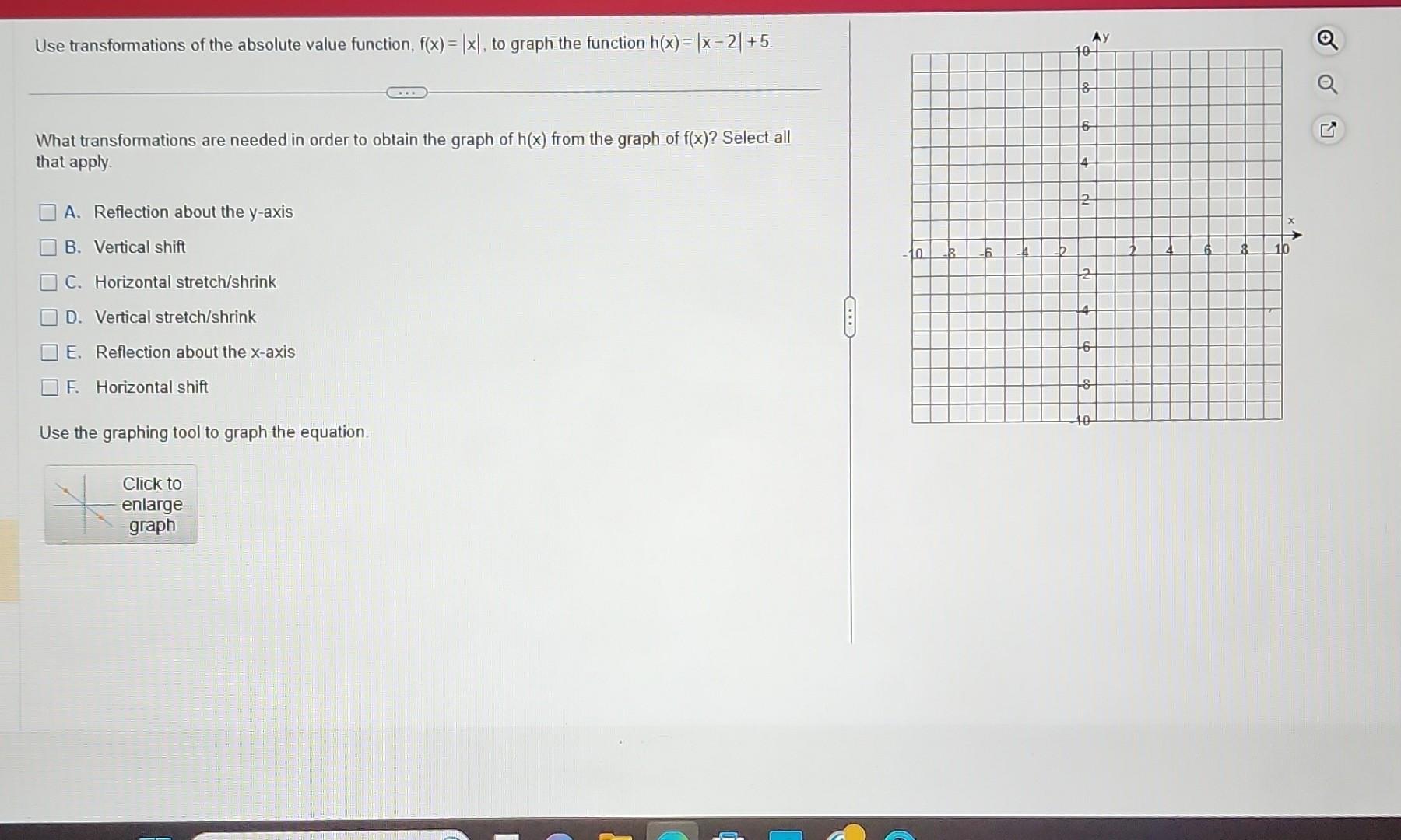 Solved Use transformations of the absolute value function, | Chegg.com