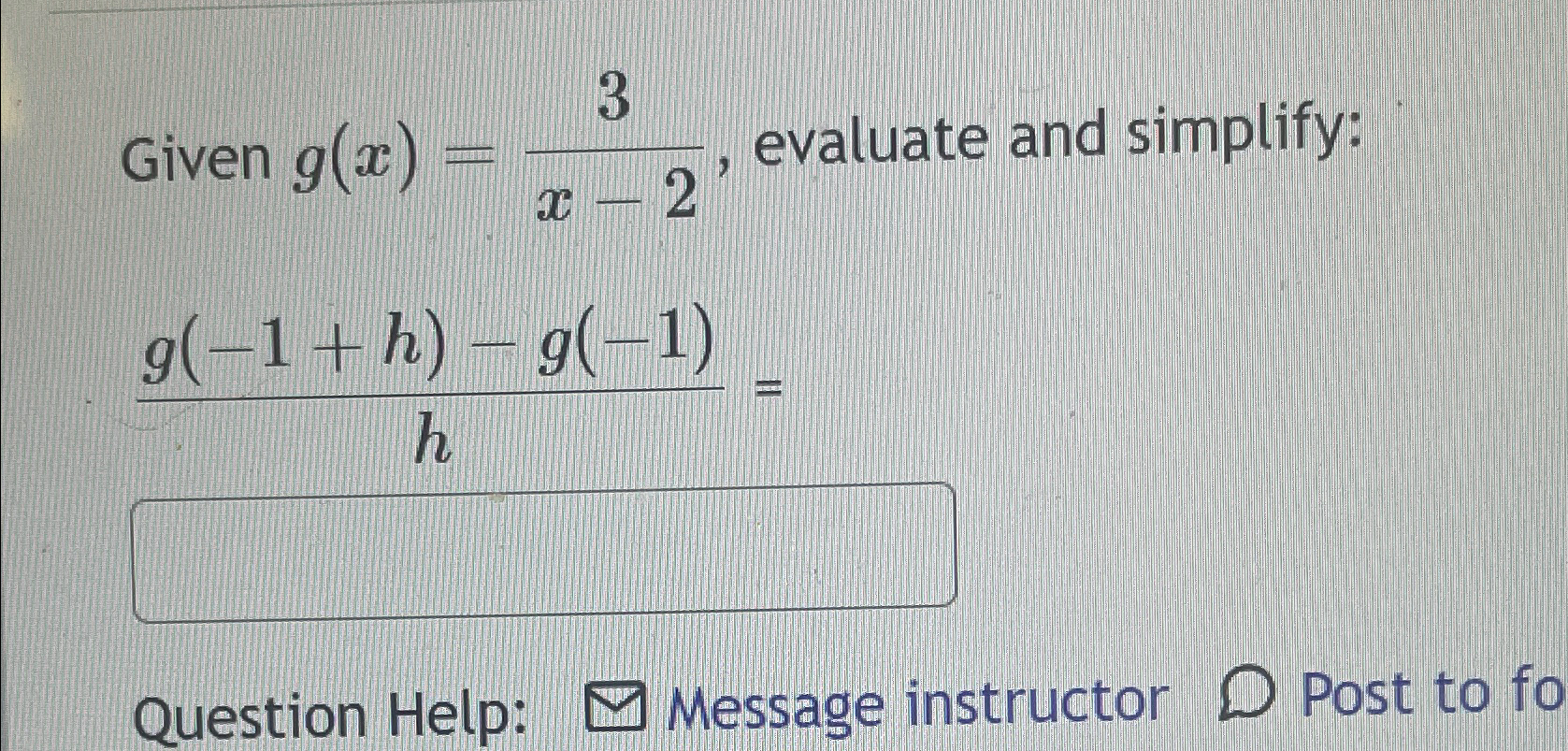 Given g(x)=3x-2, ﻿evaluate and | Chegg.com