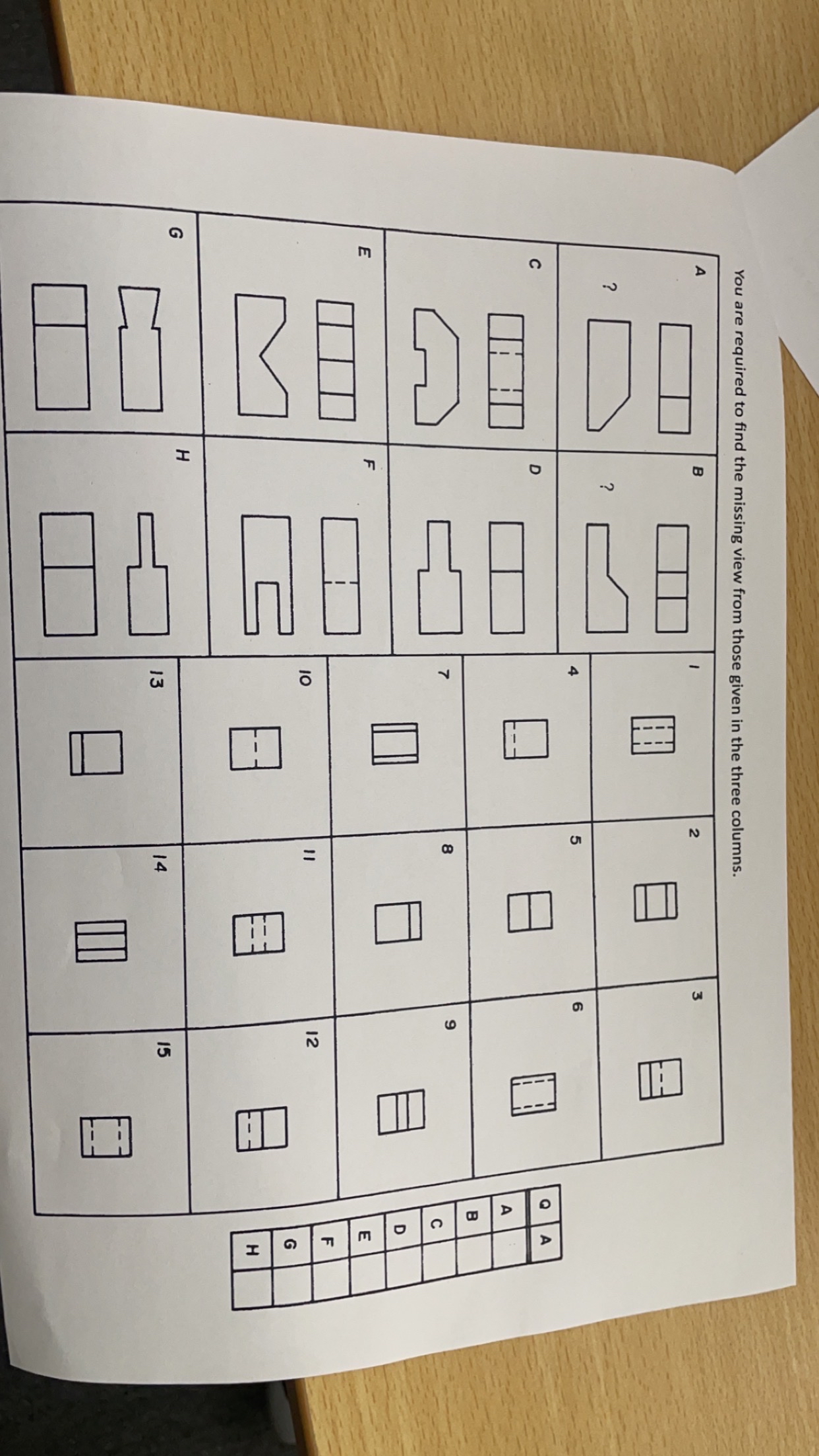 Solved You are required to find the missing view from those | Chegg.com