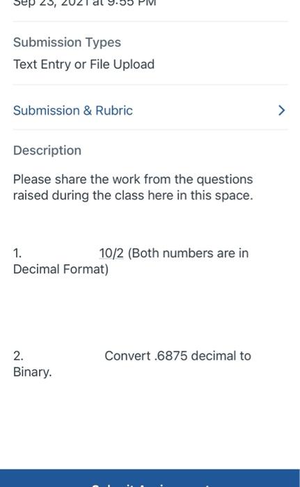 Solved Sep 25, Submission Types Text Entry or File Upload | Chegg.com