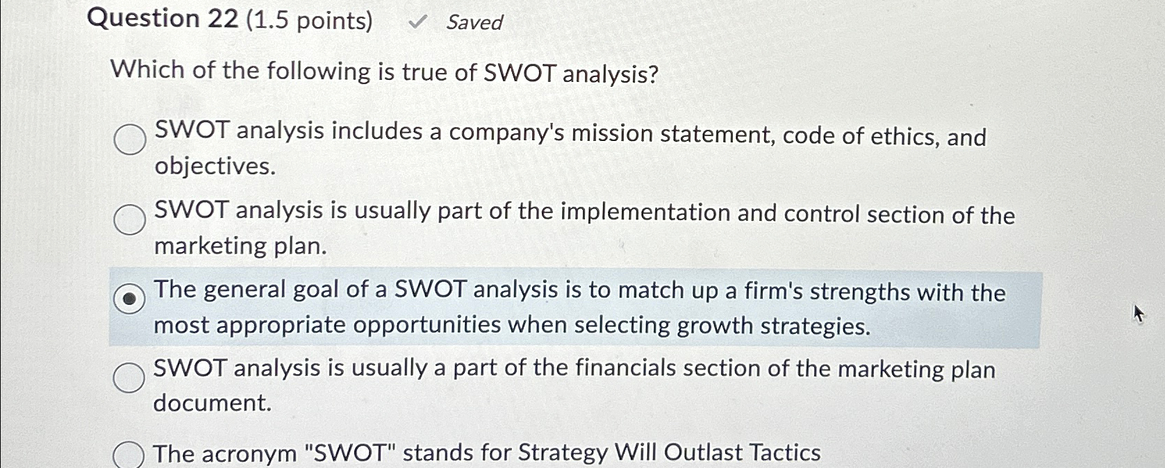 Solved Question 22 (1.5 ﻿points) ﻿SavedWhich of the | Chegg.com