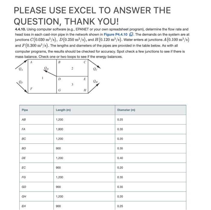 Solved PLEASE USE EXCEL TO ANSWER THE QUESTION, THANK YOU! | Chegg.com