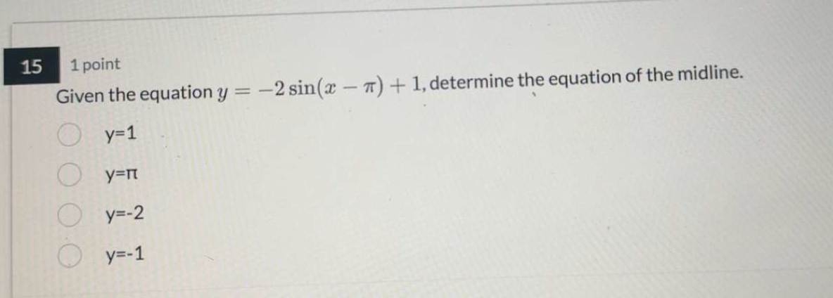 Solved 151 ﻿pointGiven the equation y=-2sin(x-π)+1, | Chegg.com