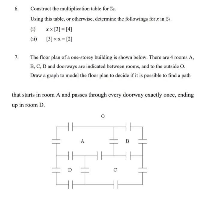 Solved 6. Construct the multiplication table for Zs. Using | Chegg.com