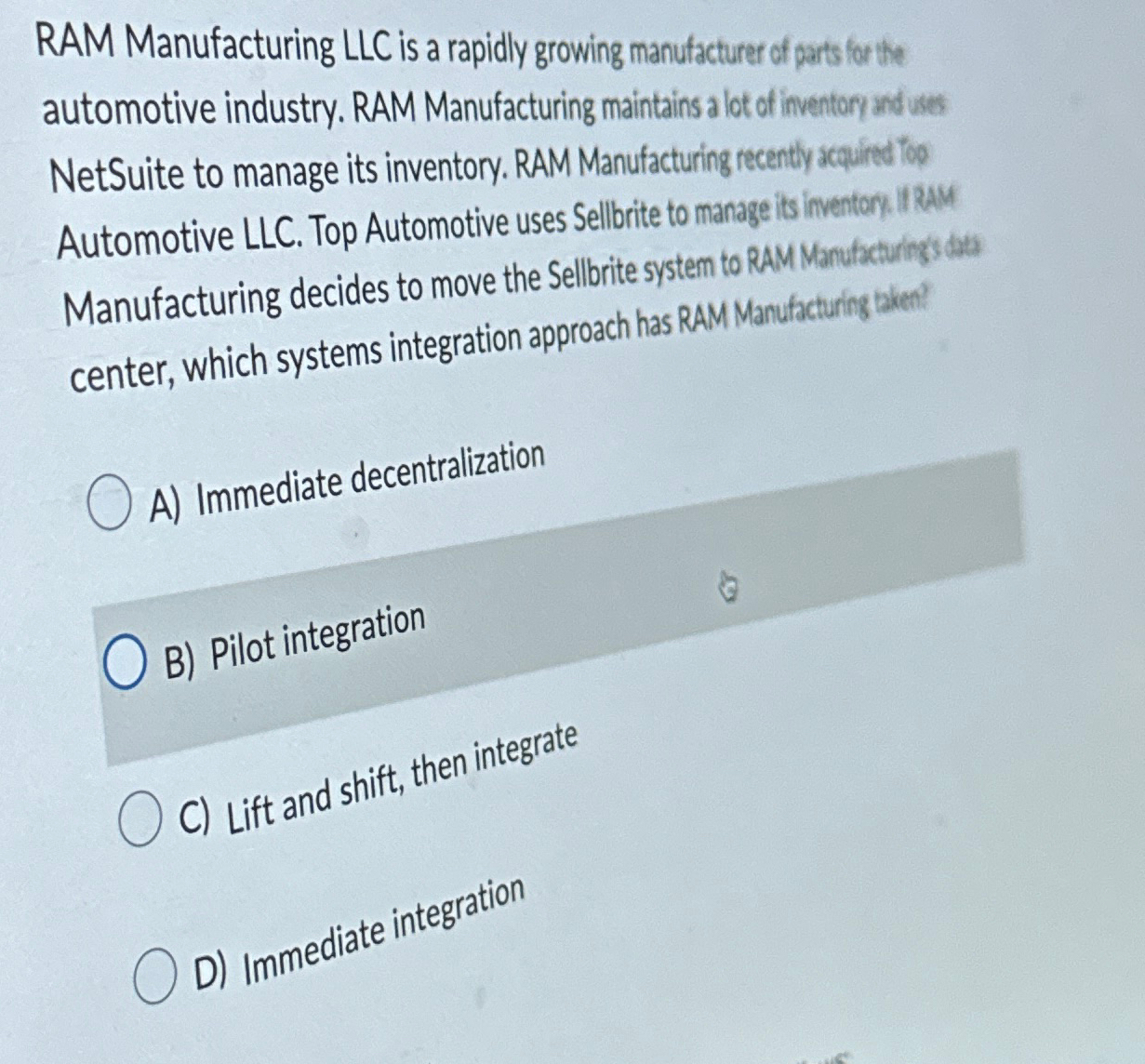 Solved RAM Manufacturing LLC is a rapidly growing | Chegg.com