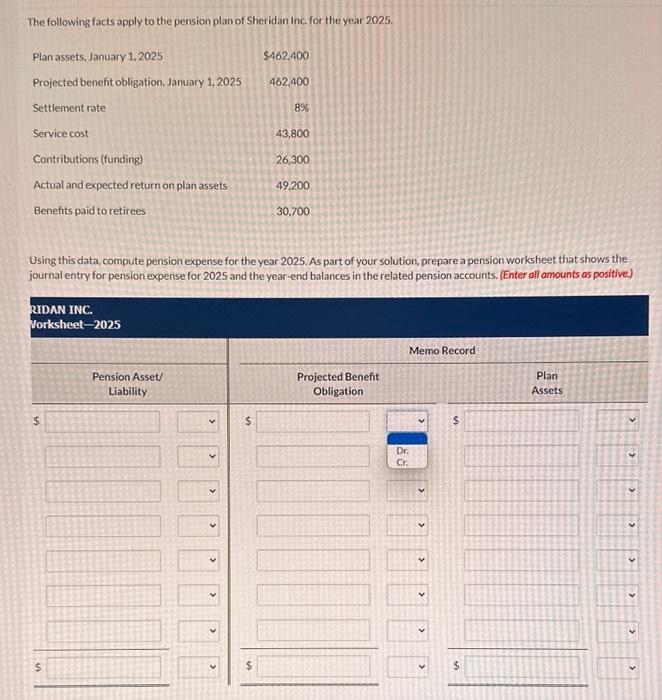 Solved The following facts apply to the pension plan of | Chegg.com