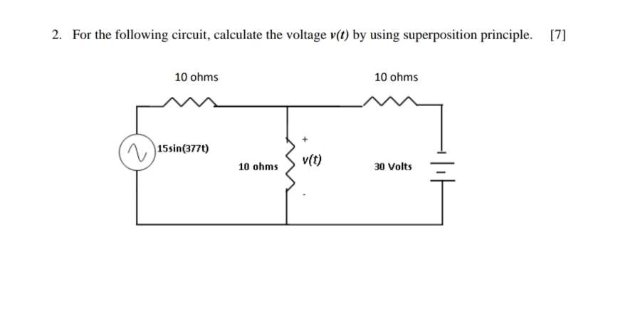 Solved For the following circuit, calculate the voltage v(t) | Chegg.com